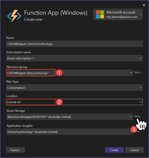 Creating an Azure Function With Visual Studio – CatiaWidgets2023